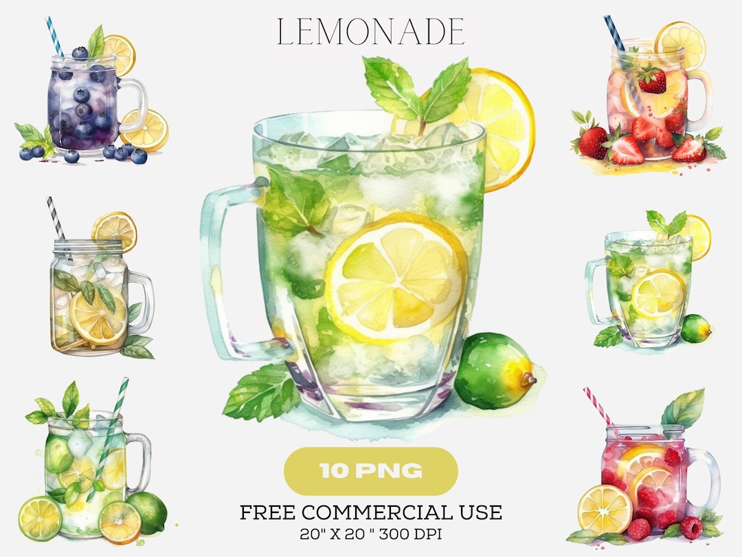 Lemonade Clipart, Drinks Clipart, Summer Clipart, Lemon Illustration ...