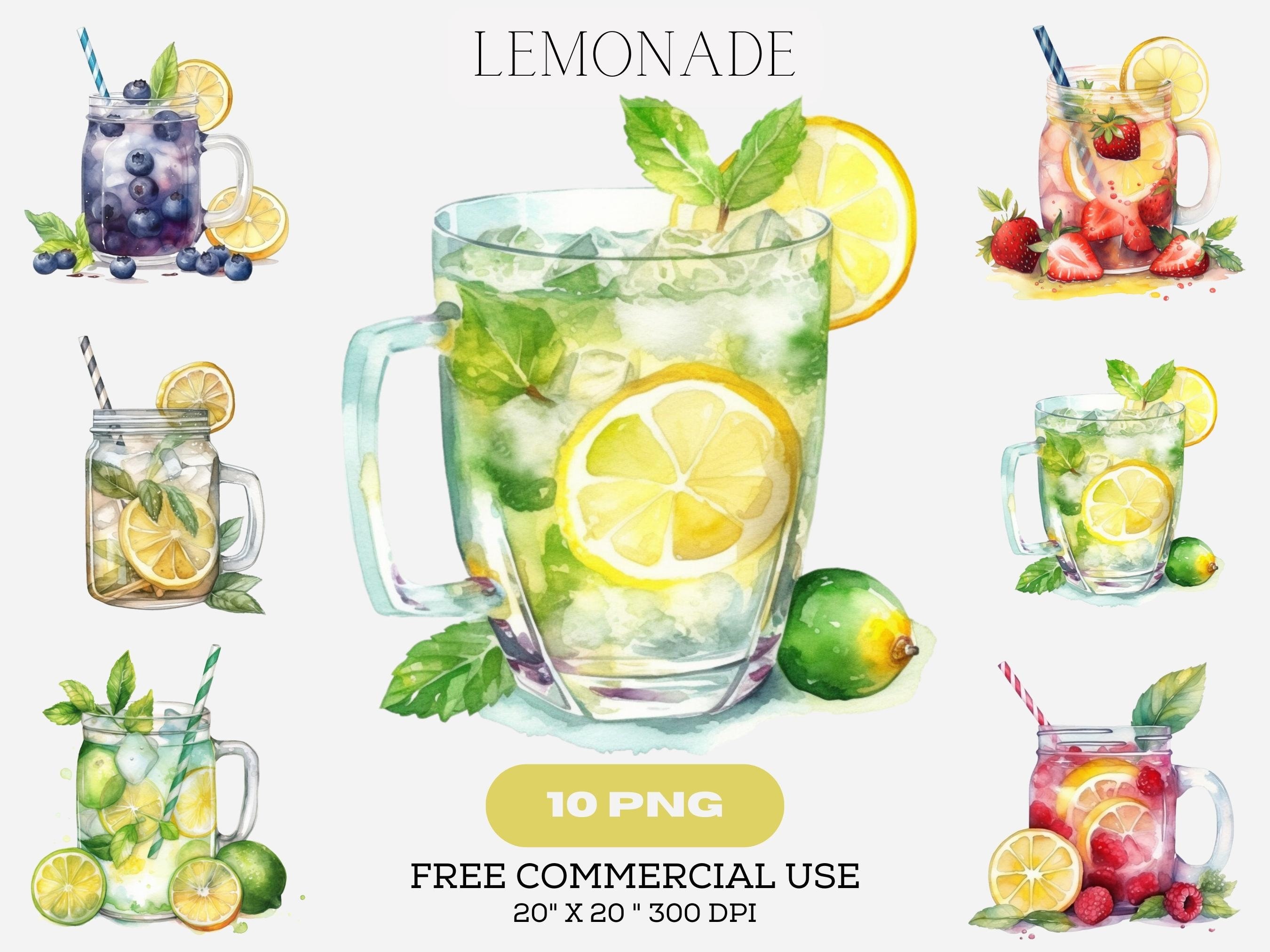 Lemonade Clipart, Drinks Clipart, Summer Clipart, Lemon Illustration ...