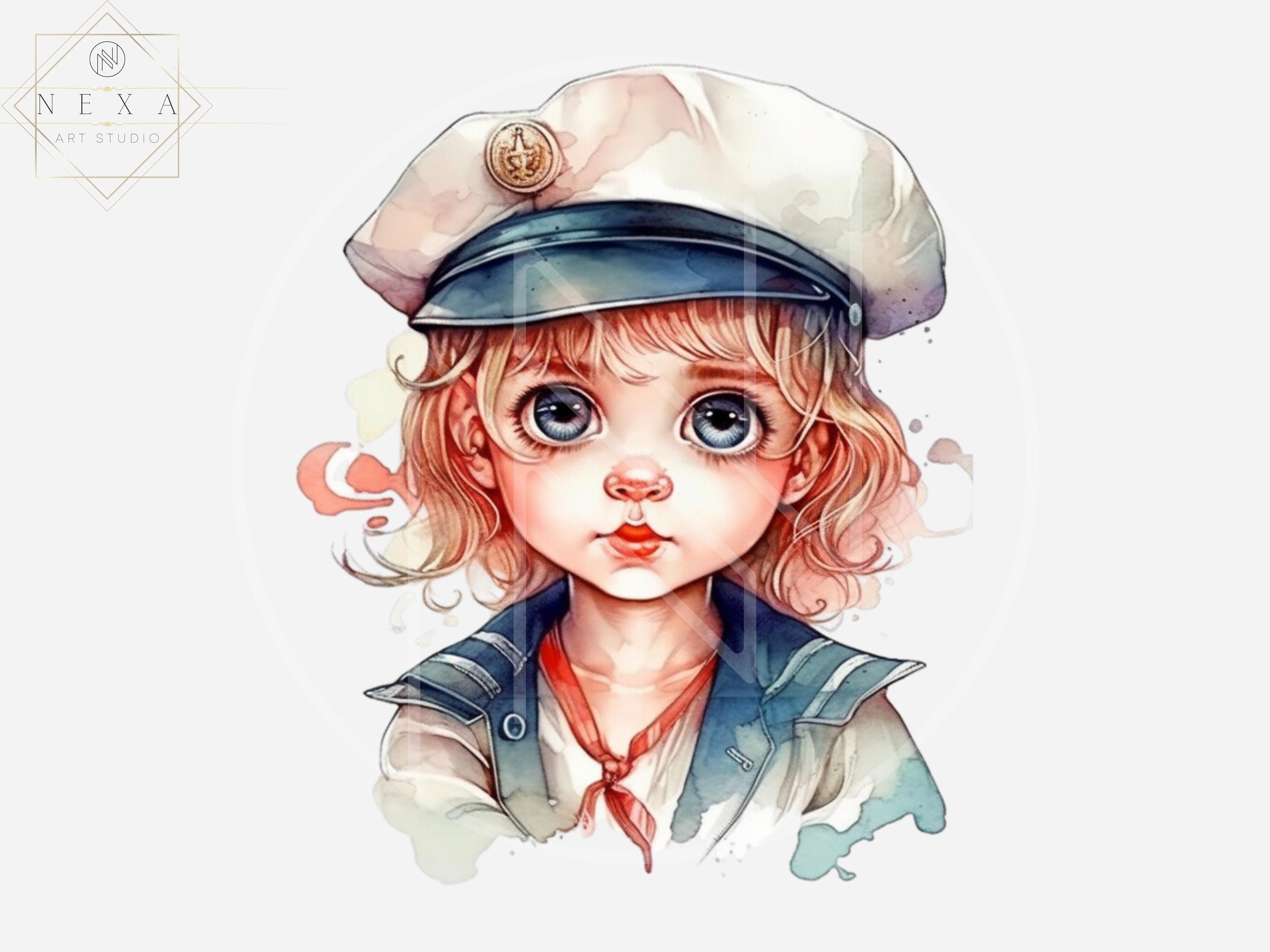 Baby Sailor Clipart, PNG Sublimation Watercolor Nautical Nursery ...