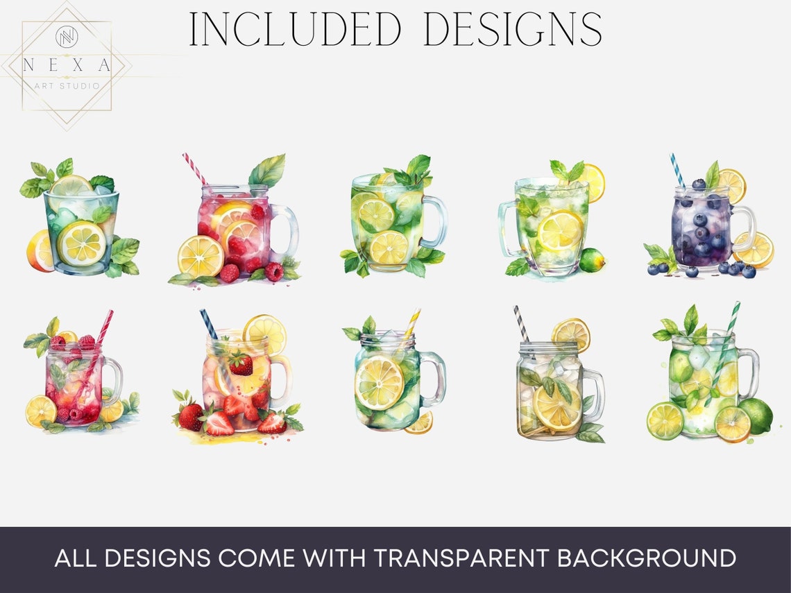 Lemonade Clipart, Drinks Clipart, Summer Clipart, Lemon Illustration ...