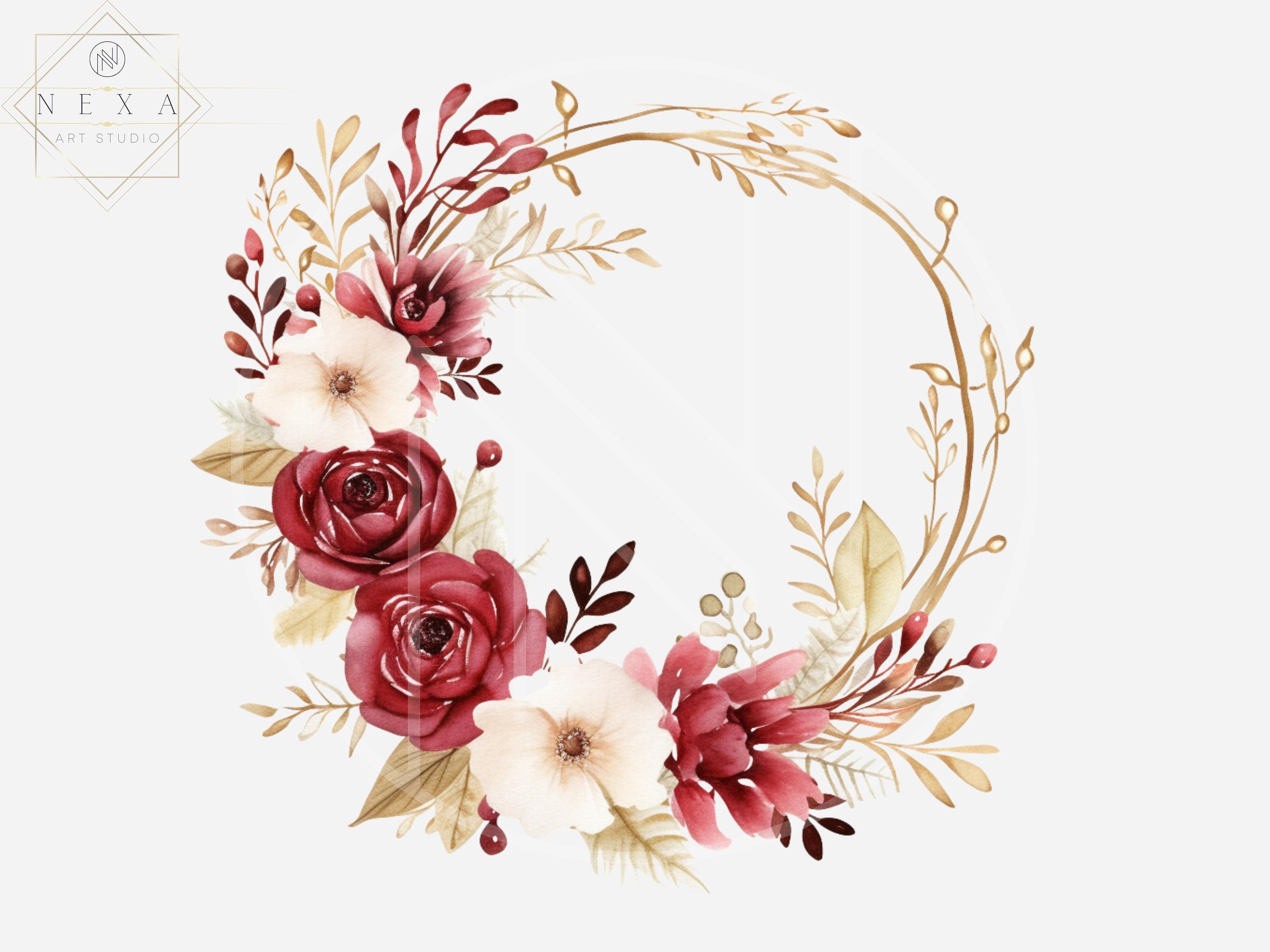 Marsala Flowers Watercolor Clipart - Etsy