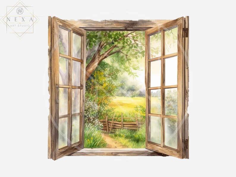 Watercolor Spring Windows Clipart Flower Windows PNG Format Instant ...