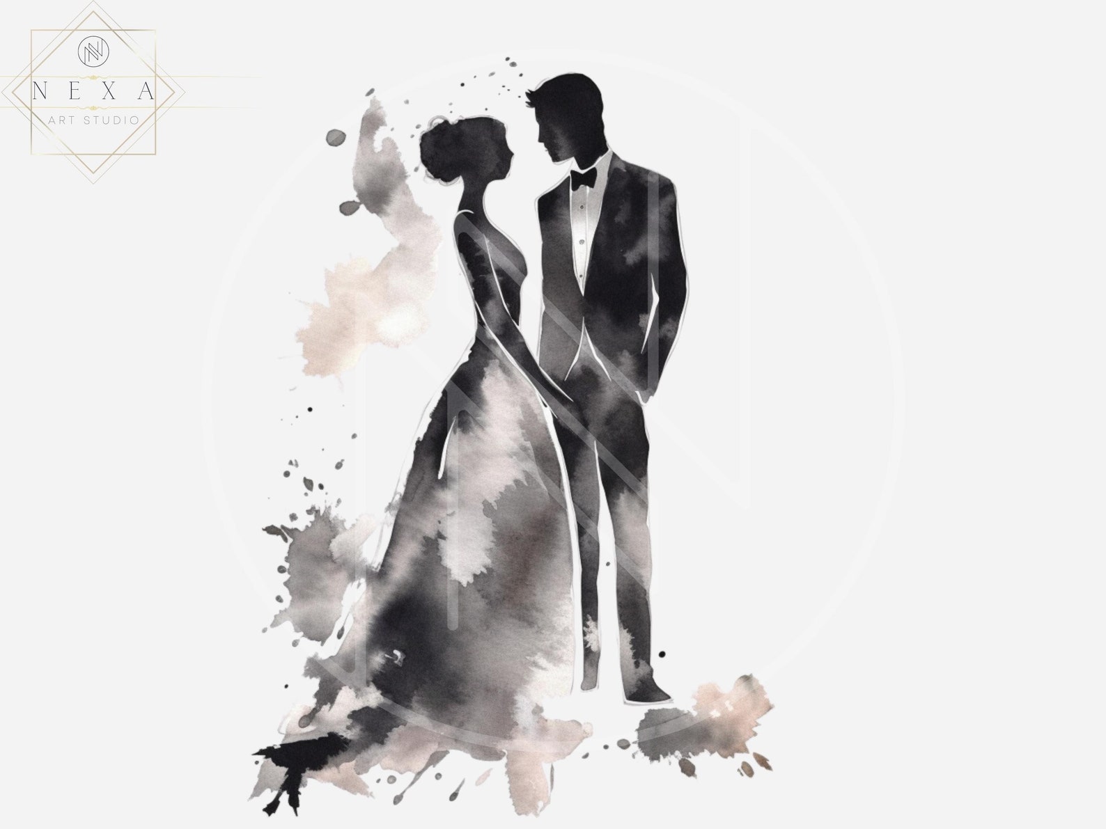 Watercolor Bride and Groom Clipart, Transparent PNG, Sublimation ...