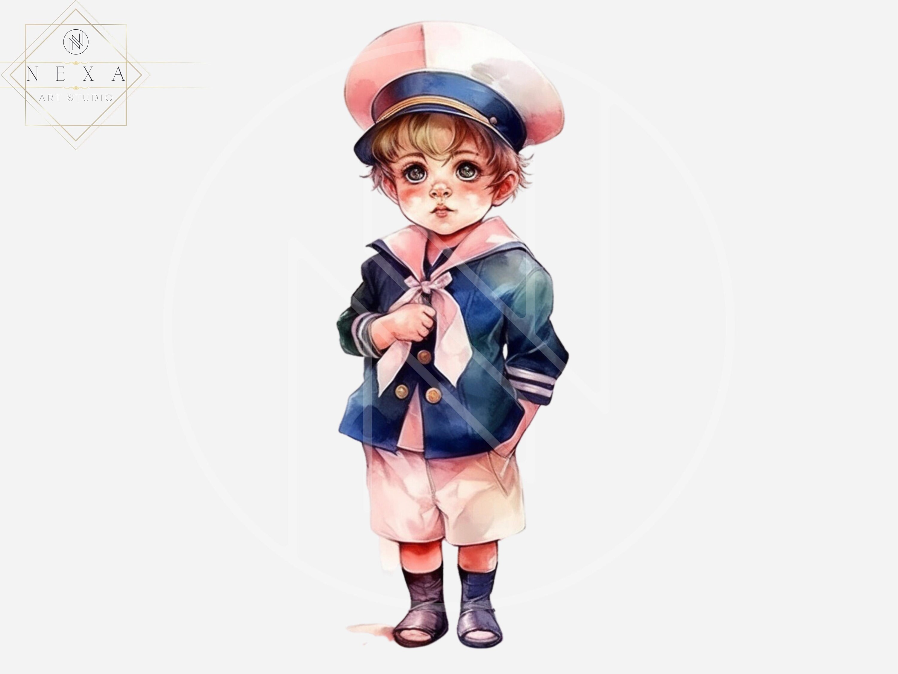 Baby Sailor Clipart, PNG Sublimation Watercolor Nautical Nursery ...