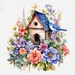 Watercolor Bird Houses Clipart, Springtime Cute Birdhouses and Blossoms ...