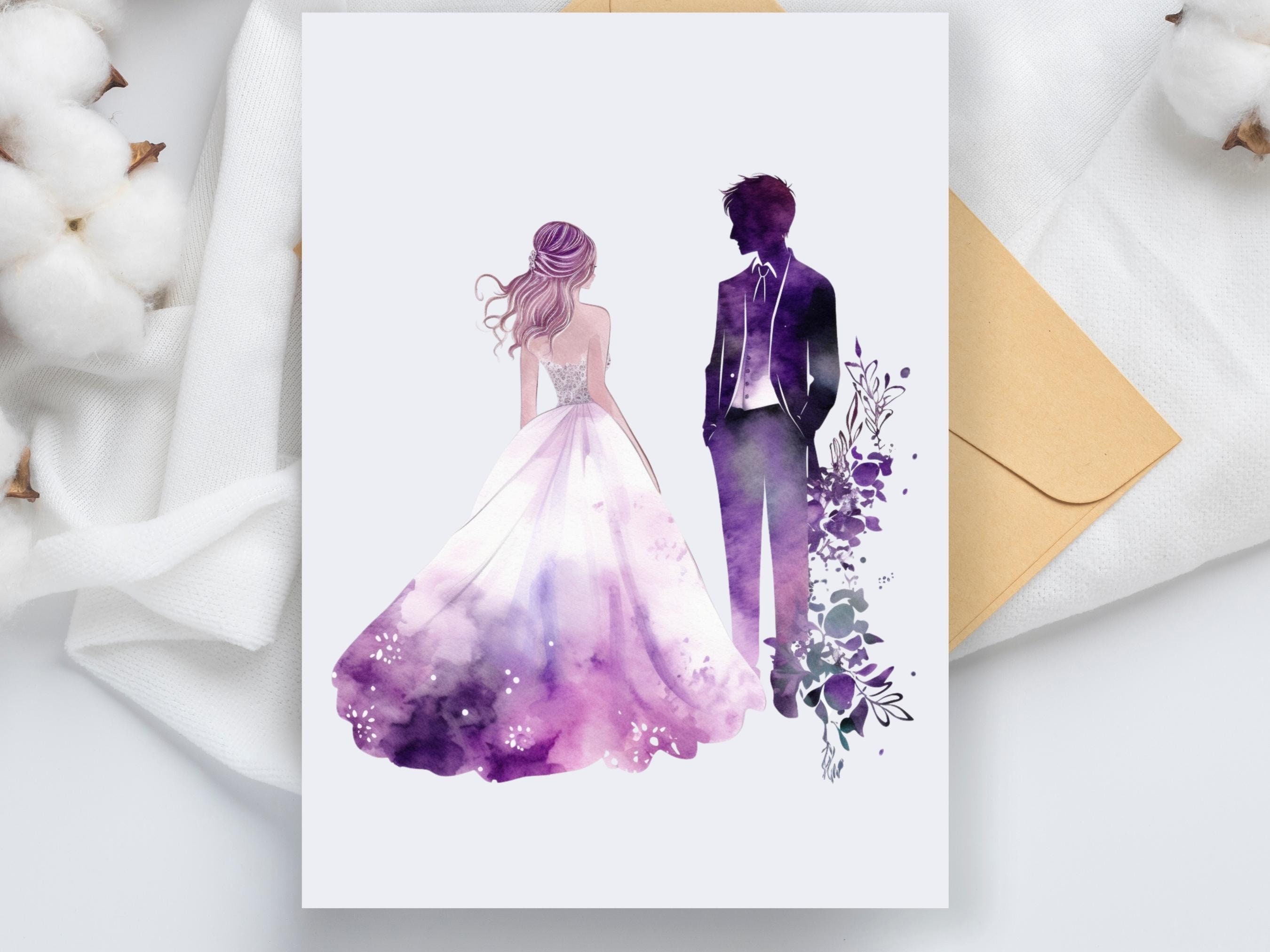 Watercolor Bride and Groom Clipart, Transparent PNG, Sublimation ...