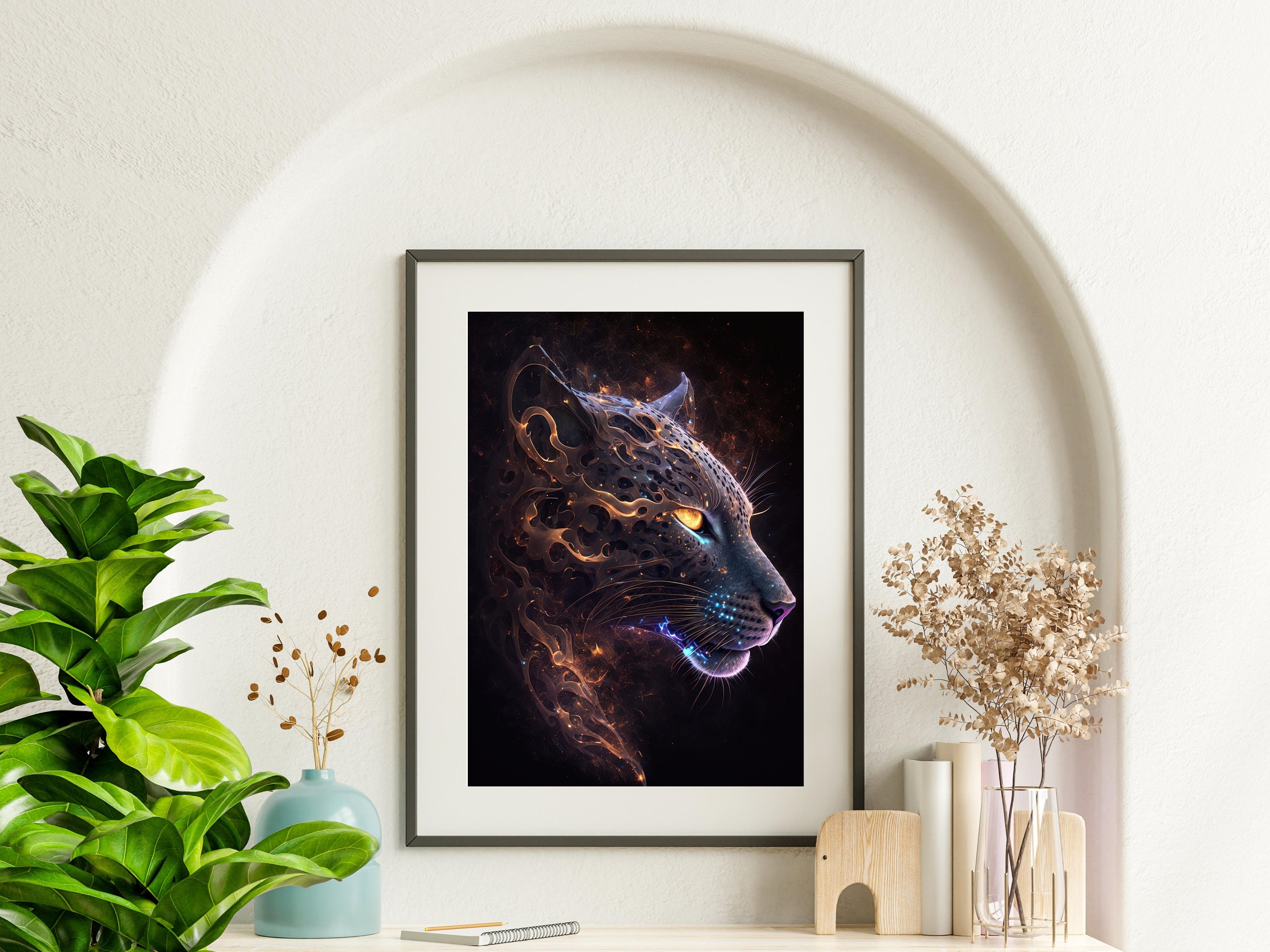 Cosmic Panther Modern Wall Art Decor Digital Prints Cosmic Animals ...