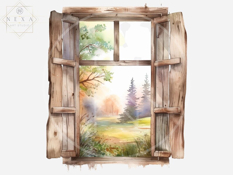 Watercolor Spring Windows Clipart Flower Windows PNG Format Instant ...