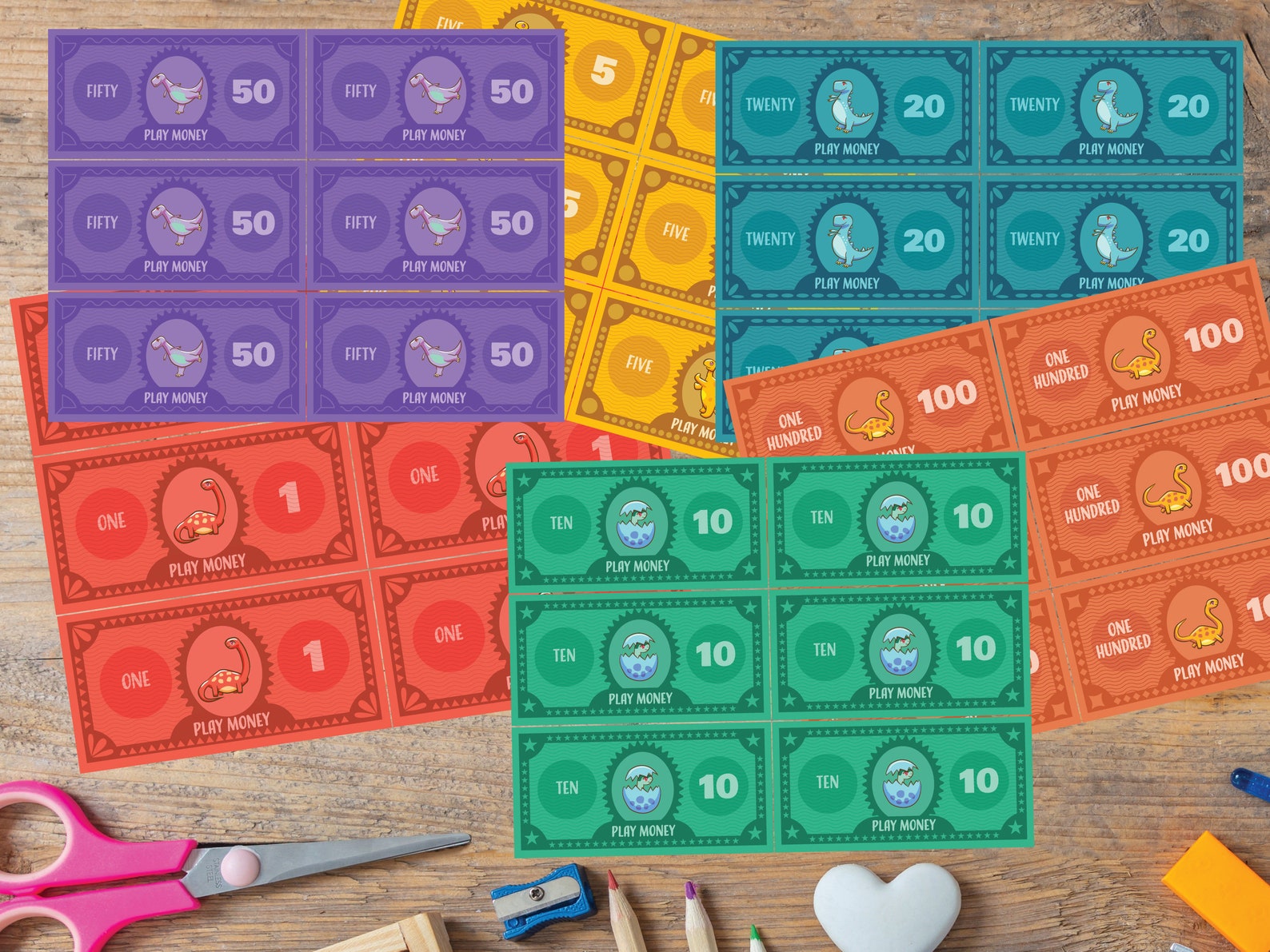 Dinosaur Play Money - Printable - Educational and Fun - Etsy