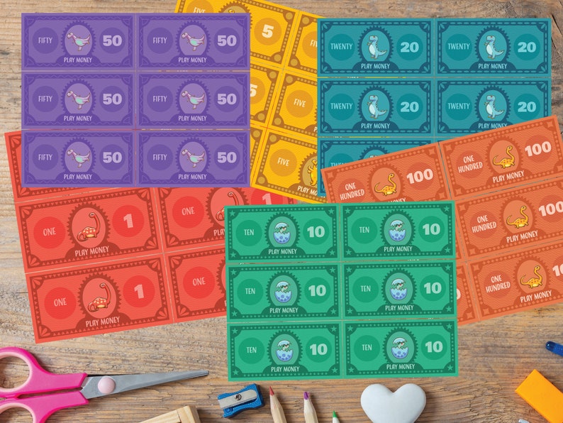 Dinosaur Play Money - Printable - Educational and Fun - Etsy
