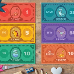 Dinosaur Play Money - Printable - Educational and Fun - Etsy