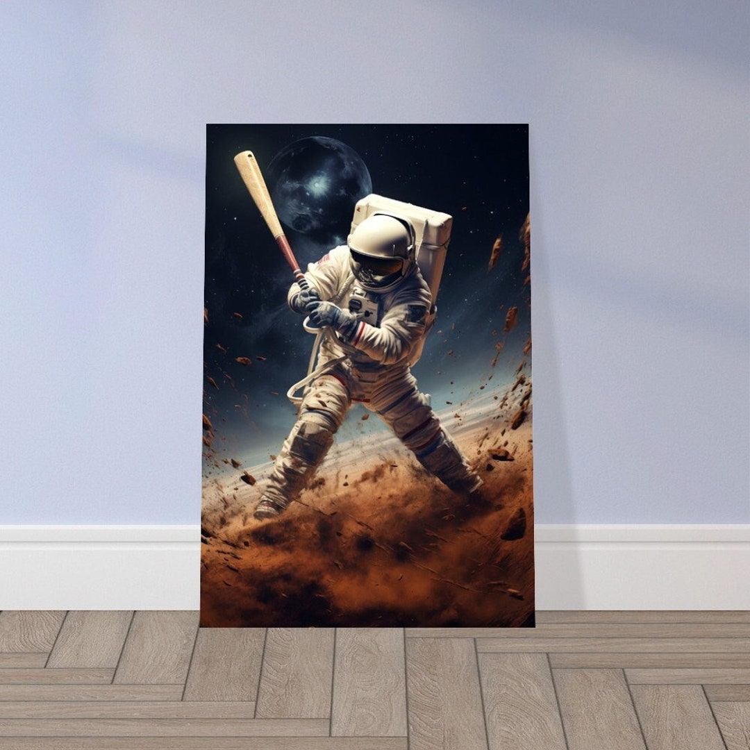 BASEBALL ASTRONAUT Poster Surreal Fantasy Art Aesthetic Apartment Decor ...