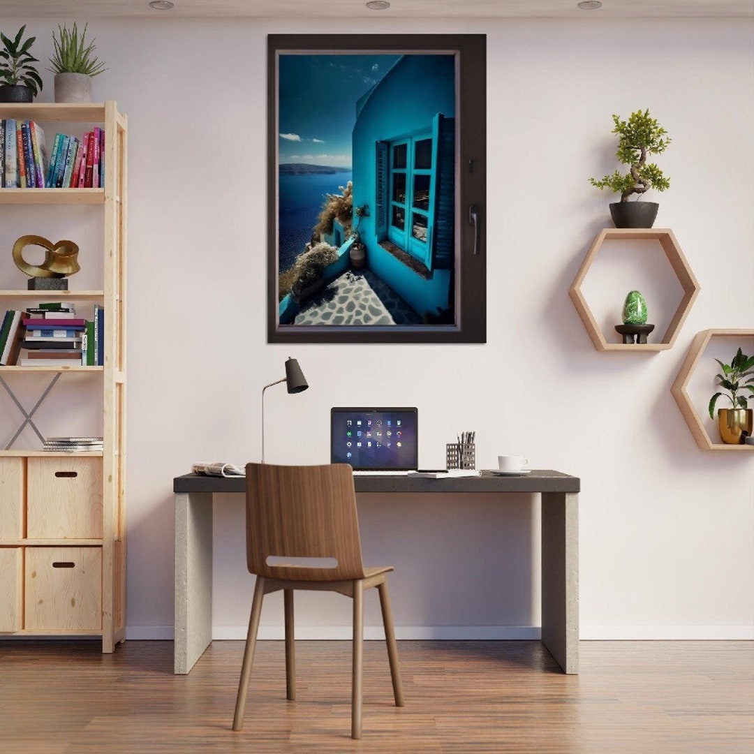 Greece Wall Art Fake Window Illusion Customizable Wall Art Canvas ...