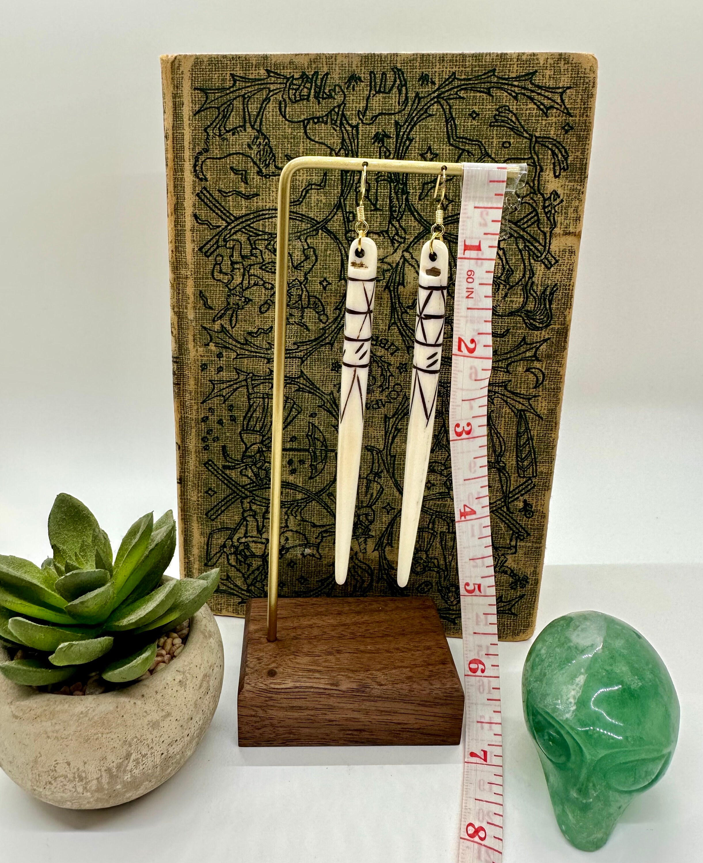 Carved Antler Point Earring With Gold Hooks - Etsy