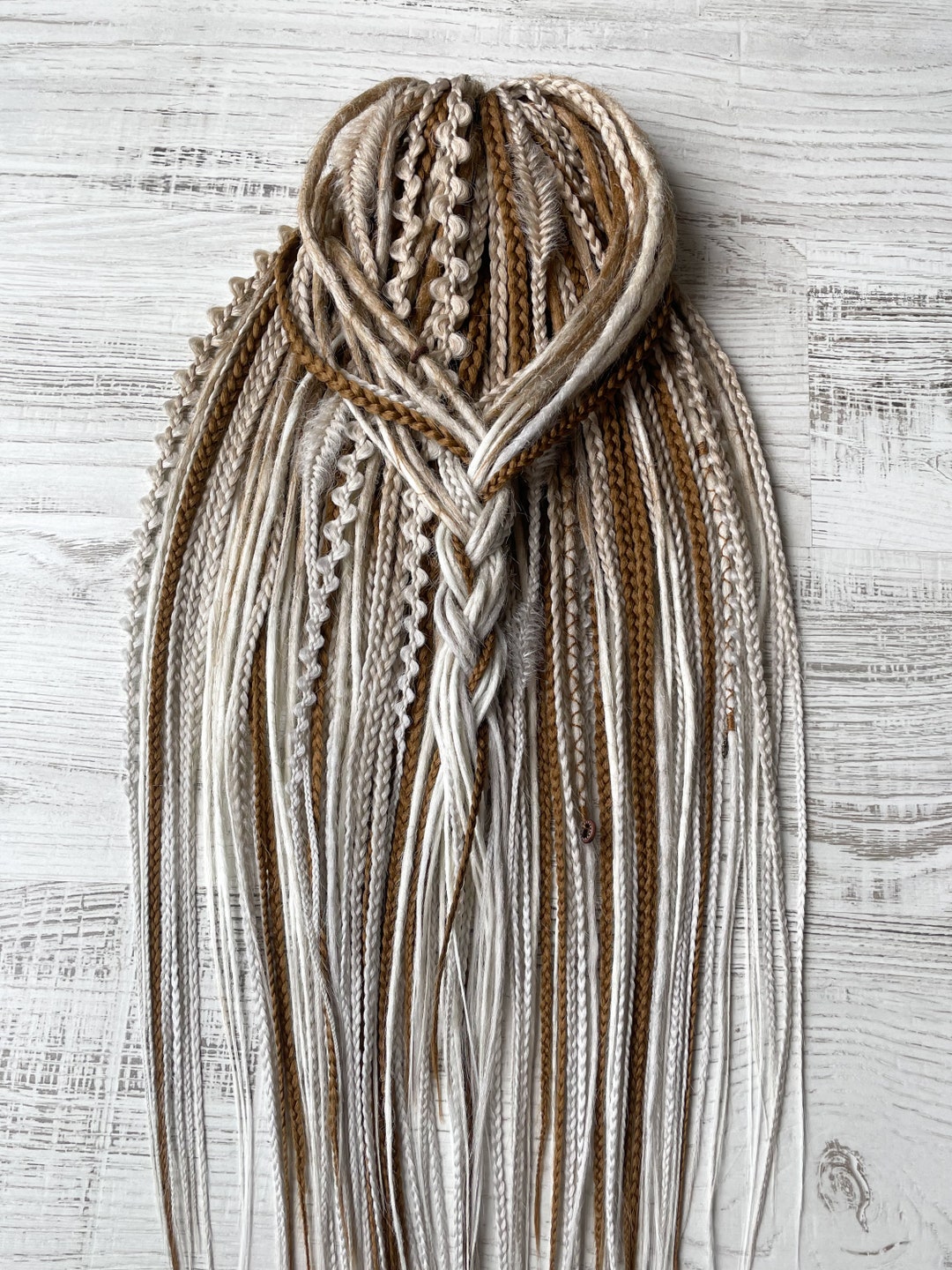 Double Ended Synthetic Dreads, Boho Dreadlocks, Brown Ombre Crocheted ...