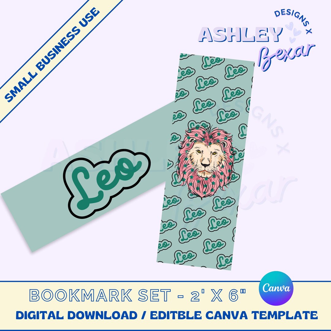 Leo Bookmark Set Pngs, Sublimation Design, Bookmark Design, Commercial ...