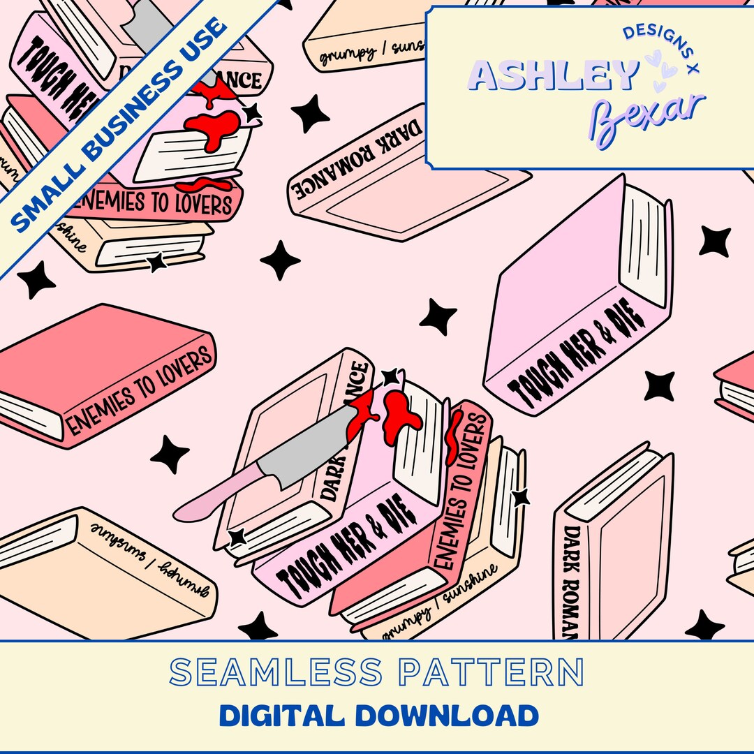 Romance Books Seamless Pattern Digital Download, Seamless Pattern ...