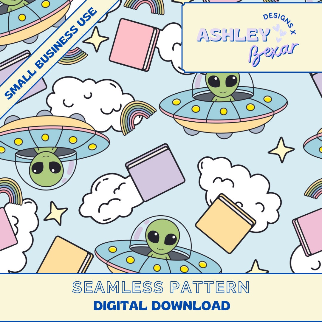 Alien Seamless Pattern Digital Download, Seamless Pattern, Books ...