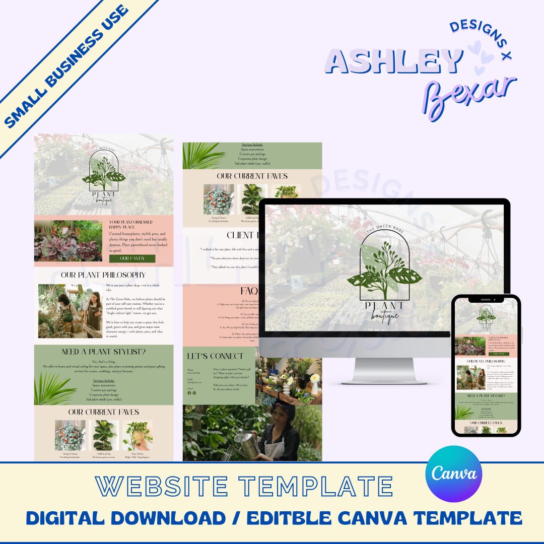 Plant Shop Canva Website Template, Business Website, Website Template ...
