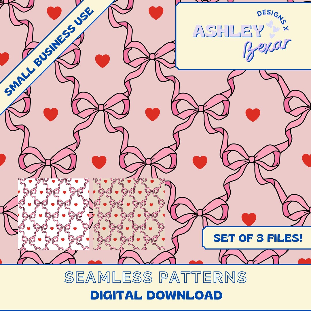 Valentine's Day Coquette Bow Seamless Pattern Digital Download ...