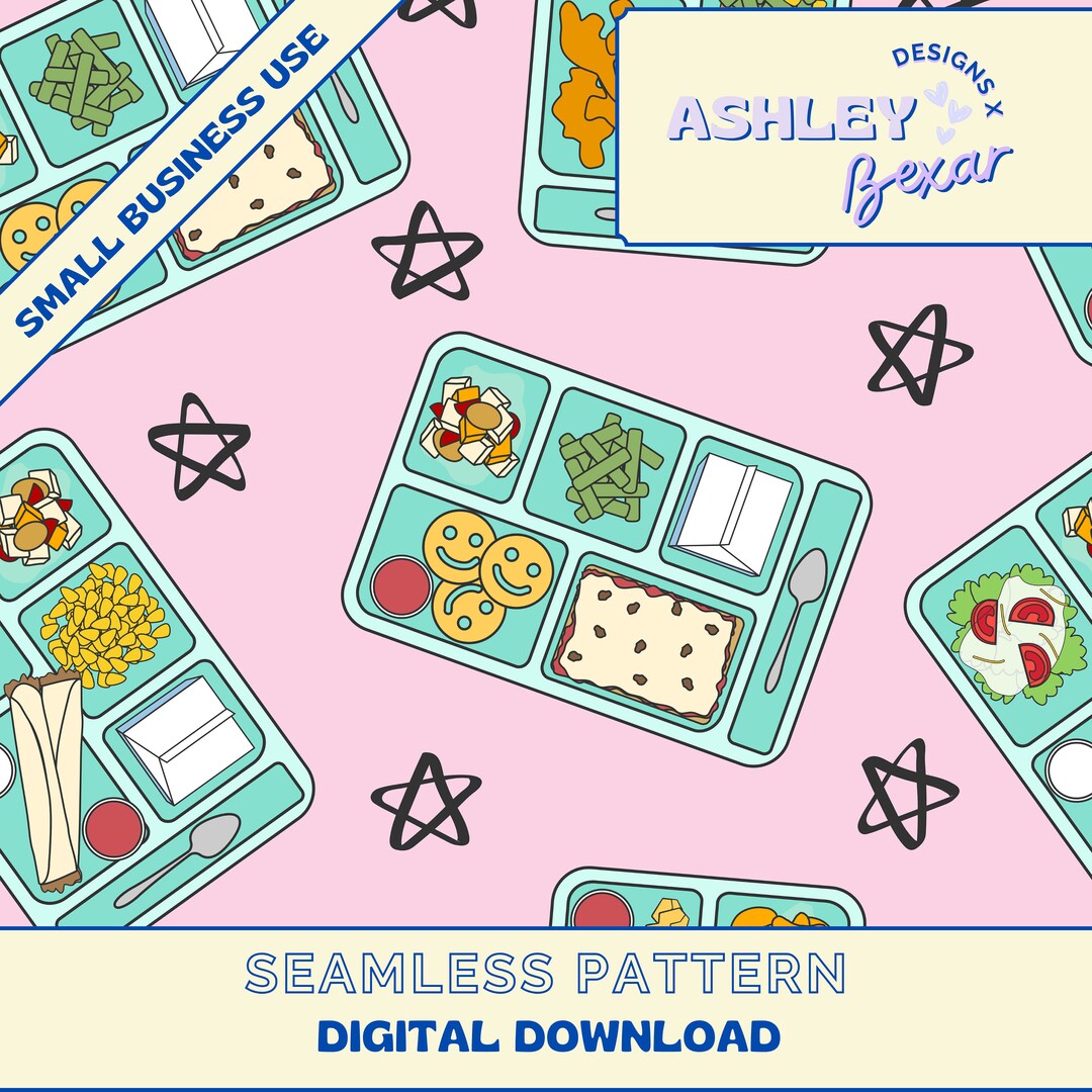 Retro School Lunches Seamless Pattern, Digital Download, Seamless ...