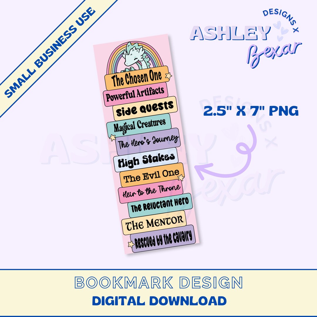 Fantasy Tropes Bookmark PNG, Sublimation Design, Cute PNG, Book Lover ...