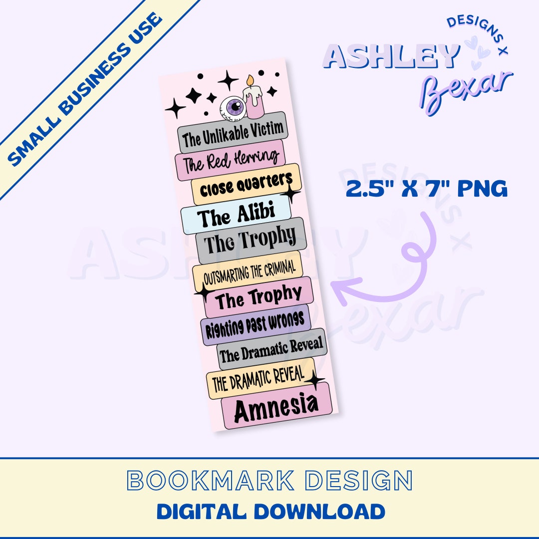 Mystery Tropes Bookmark PNG, Sublimation Design, Cute PNG, Book Lover ...