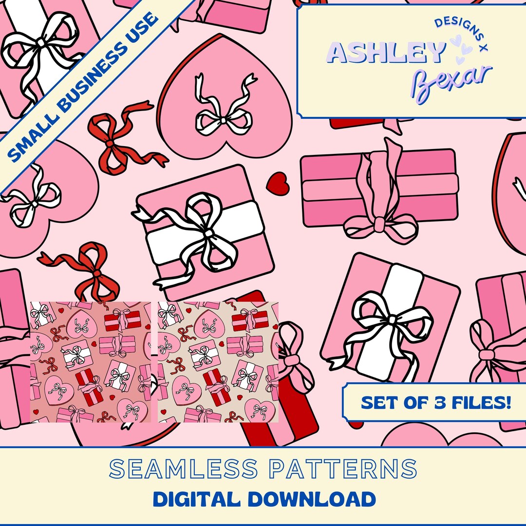 Valentine's Day Coquette Bow Seamless Pattern Digital Download ...