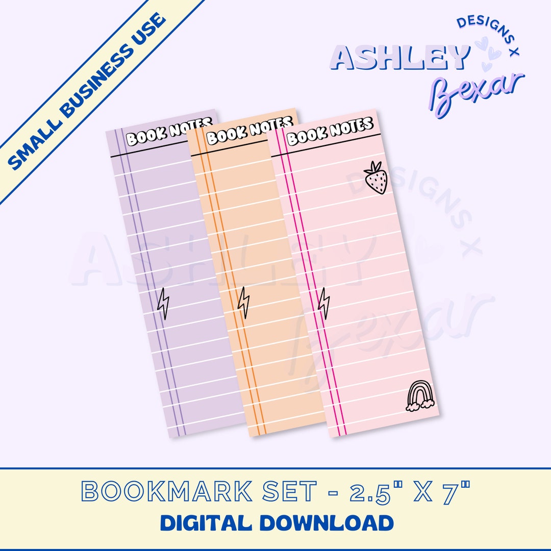 Book Notes Bookmark PNG, Sublimation Design, Cute PNG, Book Lover ...