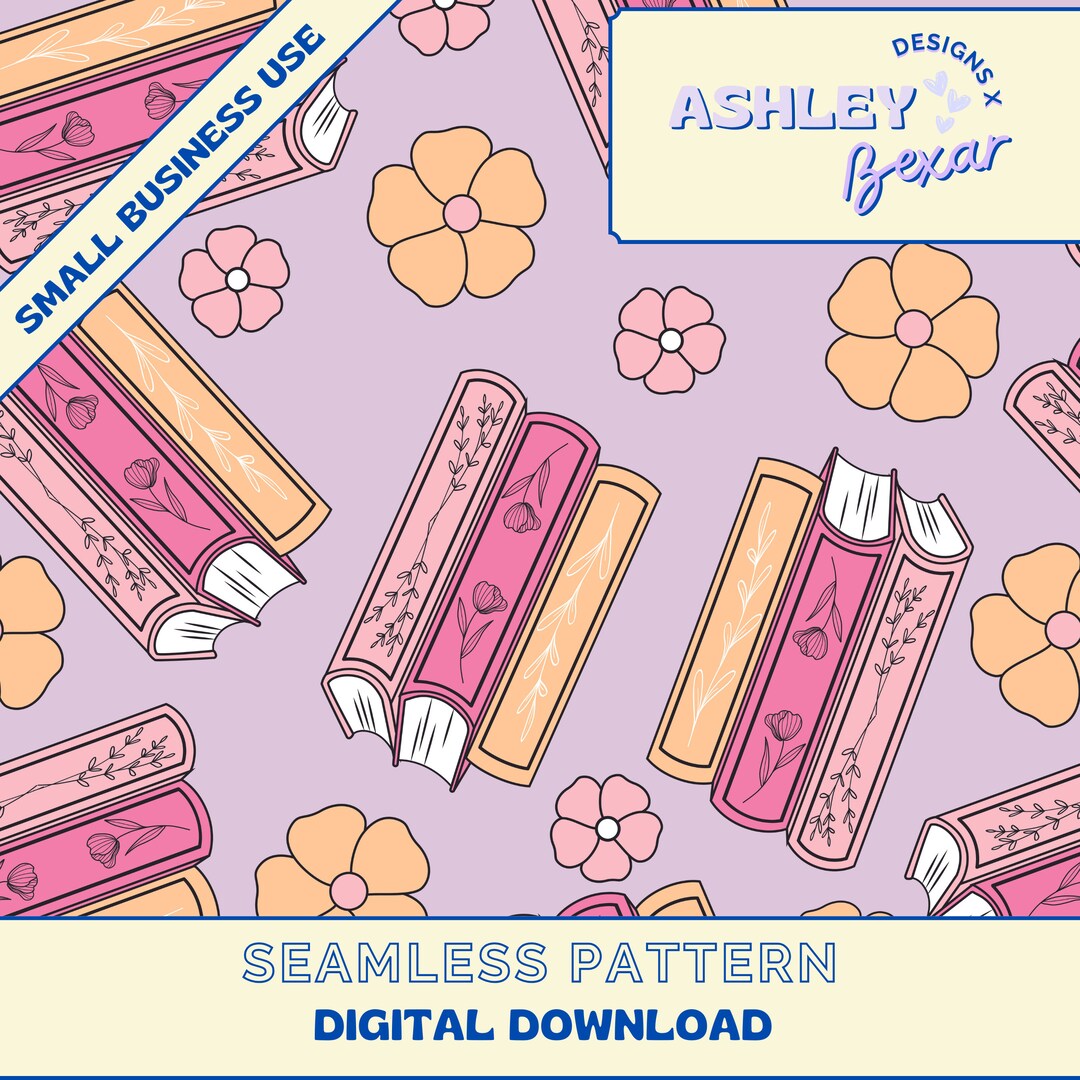 Book Seamless Pattern Digital Download, Seamless Pattern, Girly ...