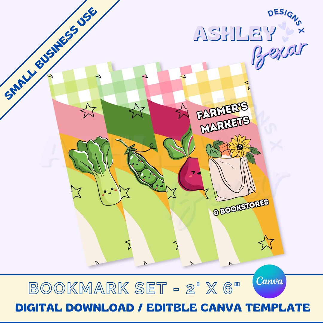Farmer's Market Bookmark Set Pngs, Sublimation Design, Cute PNG ...