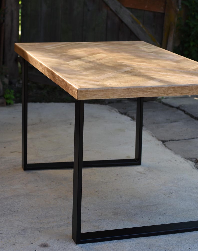 Oak Herringbone Dining Table - Etsy