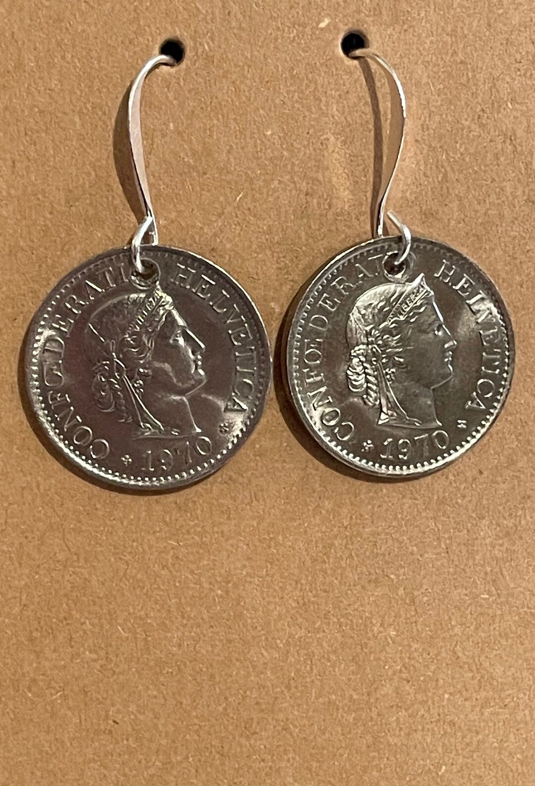 1970 Switzerland 10 Rappen Genuine Coin Earrings, Helvetia - Etsy