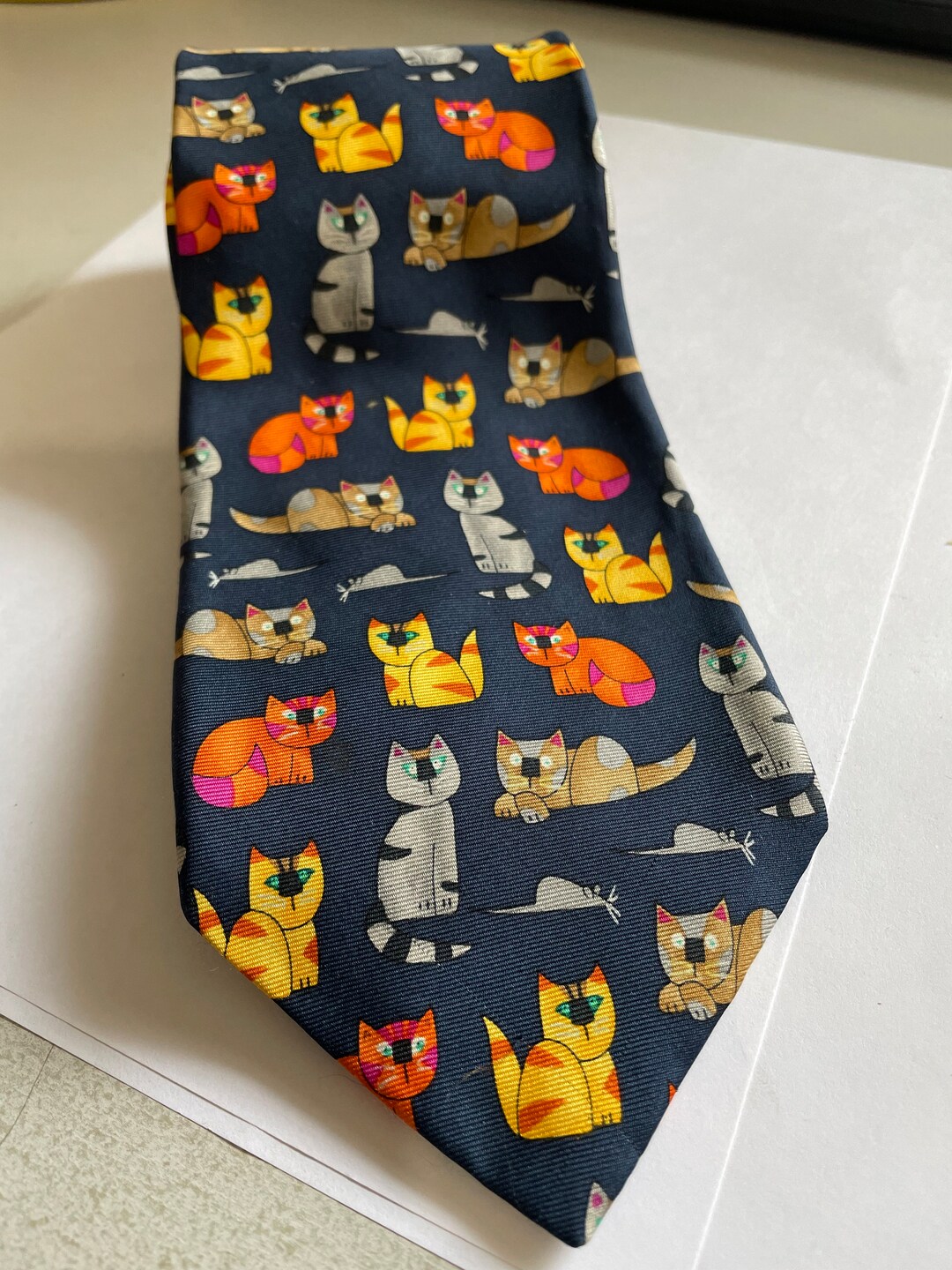 Cat and Mouse Necktie With Colorful Cats - Etsy