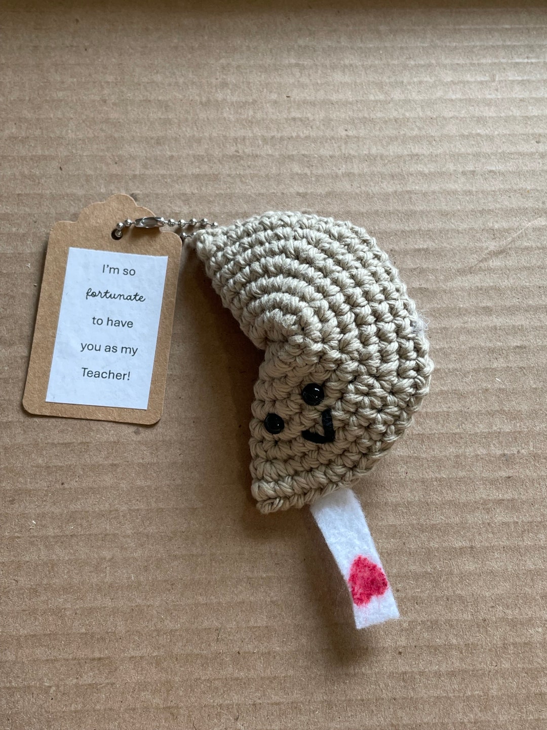 Fortune Cookie Keychain, Crochet, Handmade by Me, Teacher Gift ...