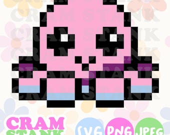 8bit Grumpy Octopus PDF PNG JPEG Digital Download - Etsy