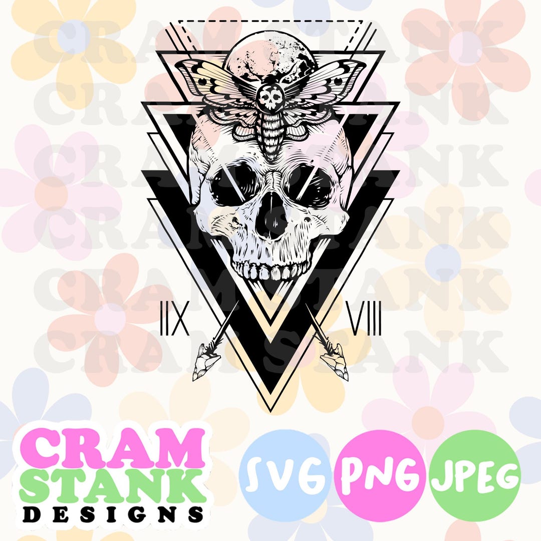 Skeleton and Death Moth SVG PNG JPEG Digital Download Clipart - Etsy