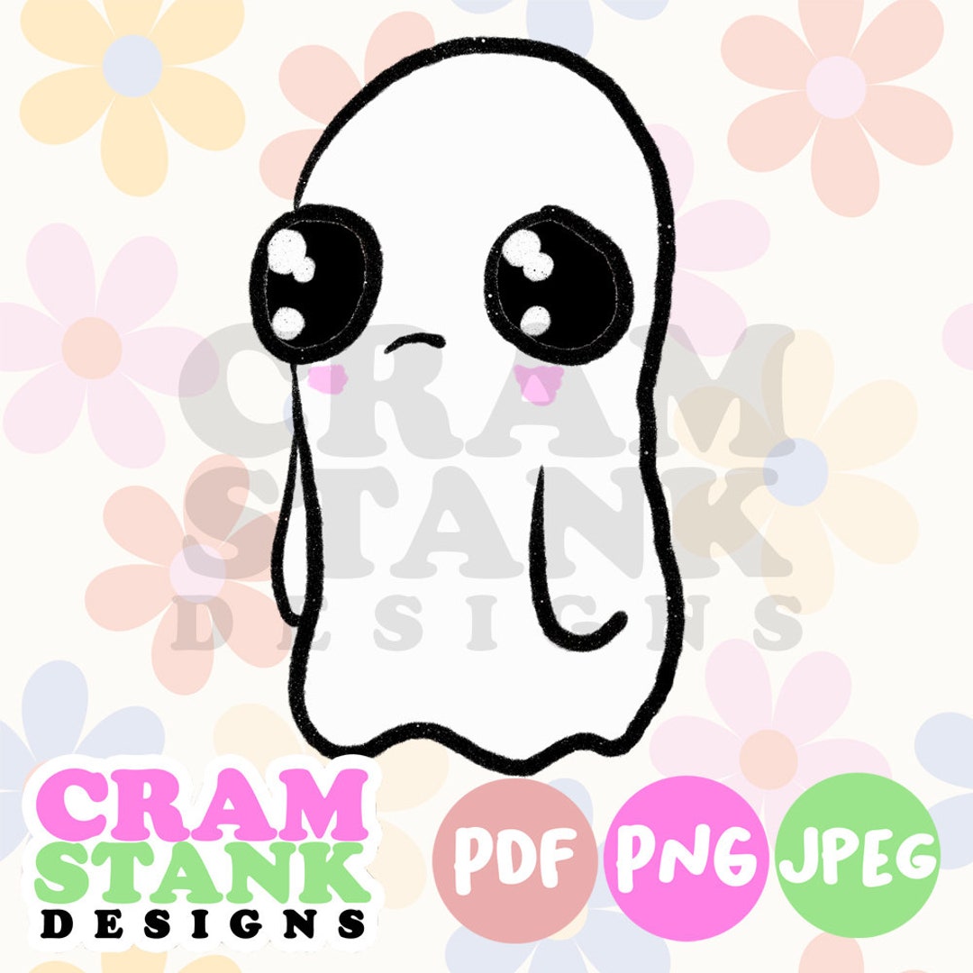 Cute Sad Ghost PDF PNG JPEG Digital Download Clipart - Etsy