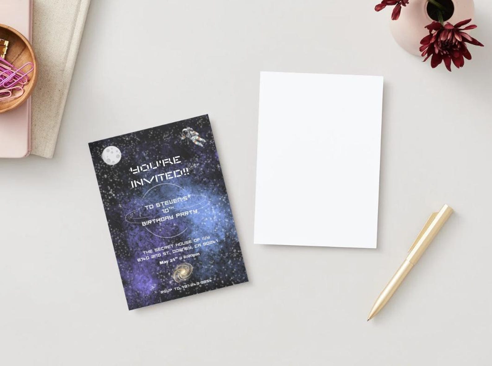 Space Birthday Invitation Template Etsy