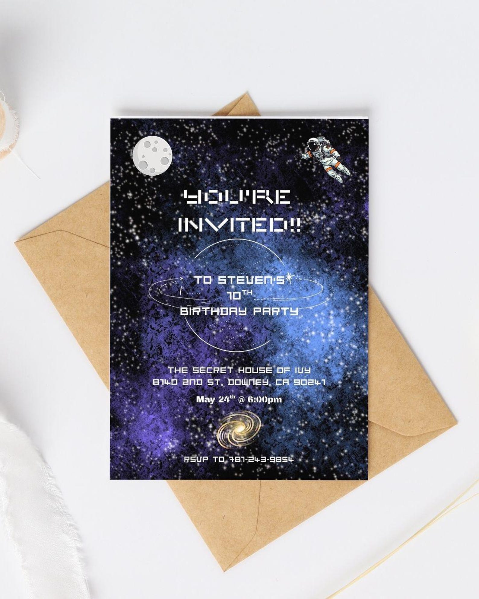Space Birthday Invitation Template Etsy