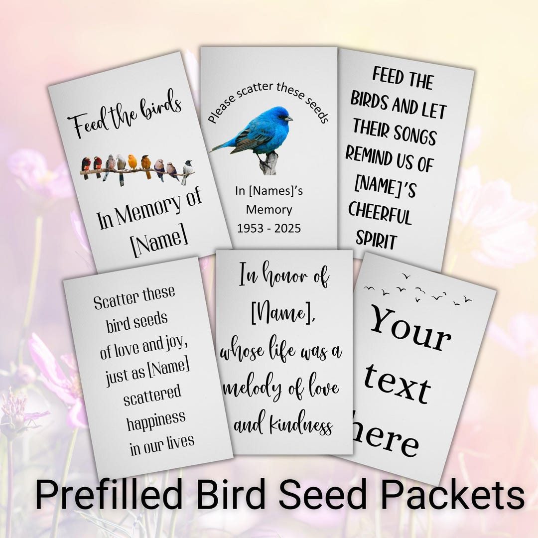 Bird Seed Memorial Packet Memorial Service Favor Celebration of Life ...