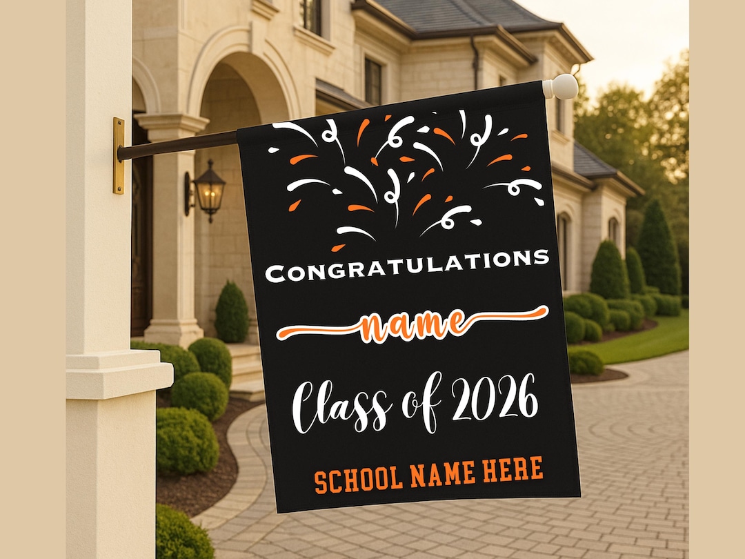 Orange and White Graduation Banner: Personalized College Celebration ...
