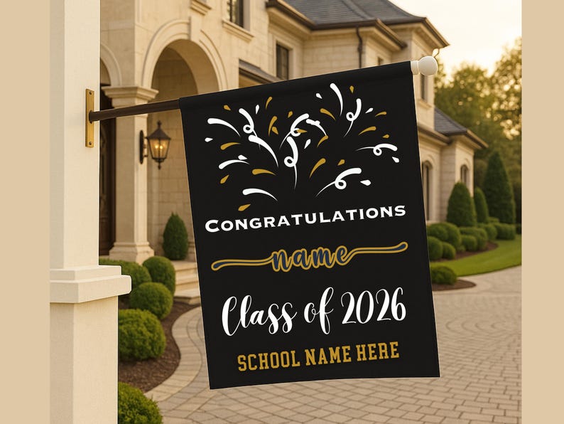 Blue and Gold Class of 2026 Graduation Flag: Custom 2026 Senior Banner ...