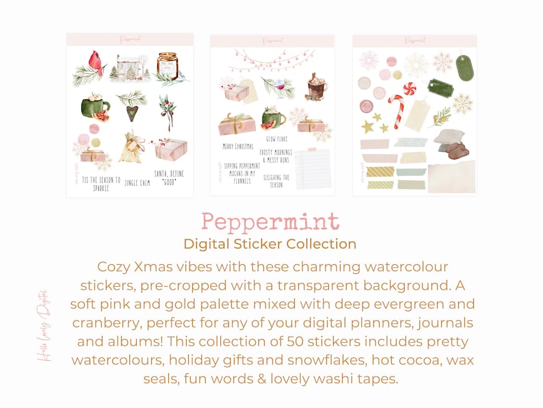 Aesthetic Christmas Stickers, Goodnotes Digital Stickers, Precropped ...