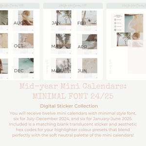 Mid Year Digital Mini Calendars 2024/25, Goodnotes Digital Stickers ...