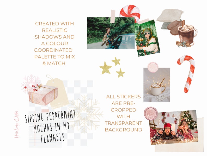Aesthetic Christmas Stickers, Goodnotes Digital Stickers, Precropped ...
