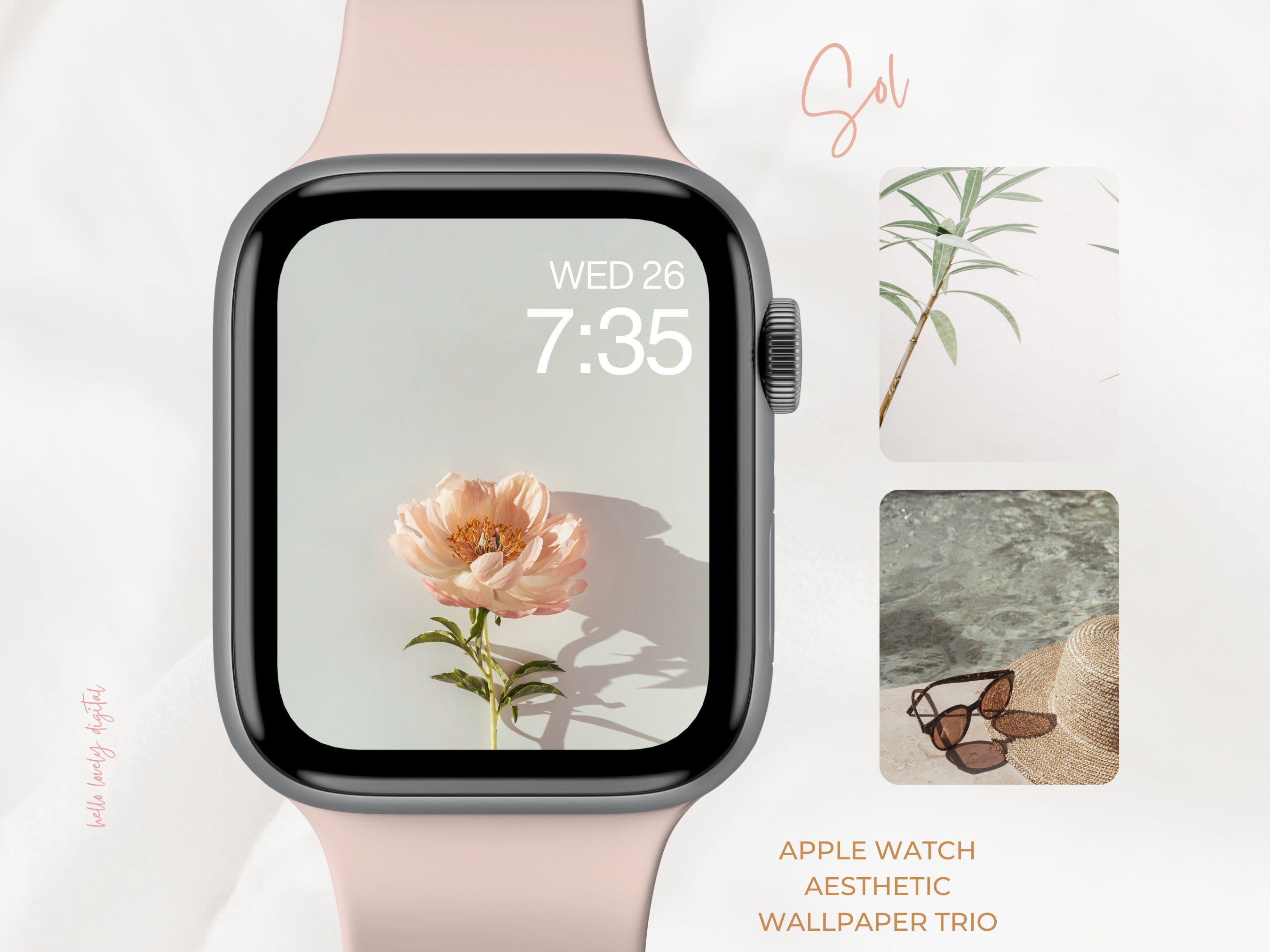 Minimal Apple Watch Wallpaper, Aesthetic Watch Face, Pretty Smartwatch ...