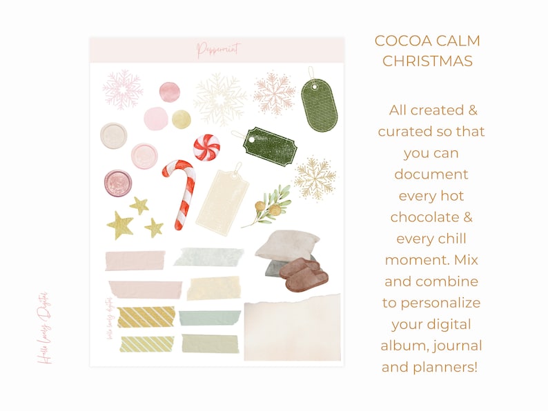 Aesthetic Christmas Stickers, Goodnotes Digital Stickers, Precropped ...