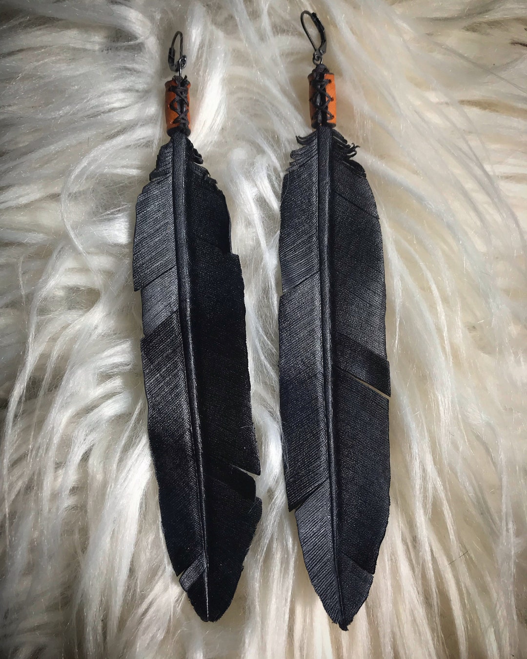 Raven Feather Earrings Feather Jewelry Viking Jewelry Long - Etsy