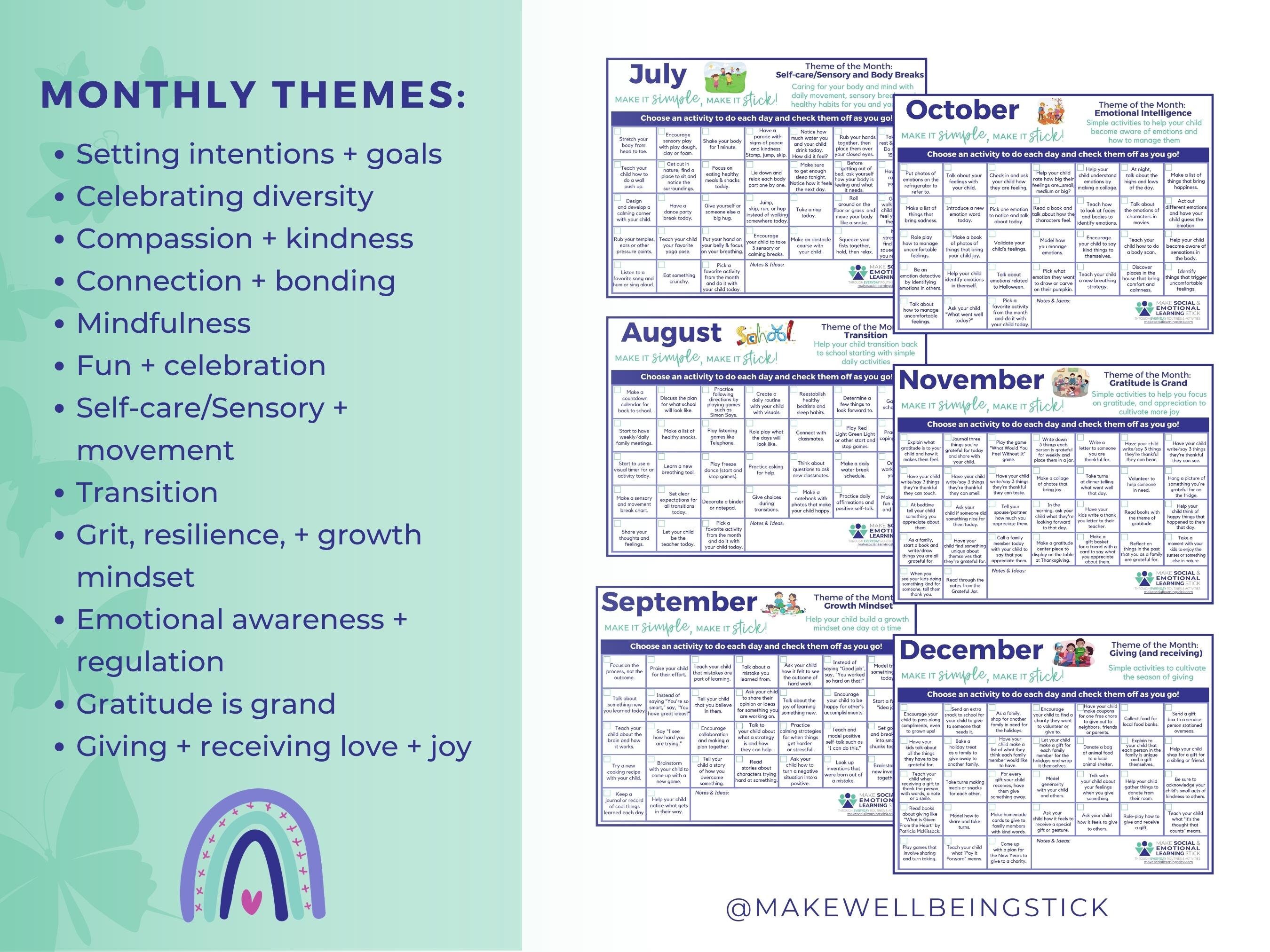 Social Emotional Learning Calendar of Fun Family Activities - Etsy